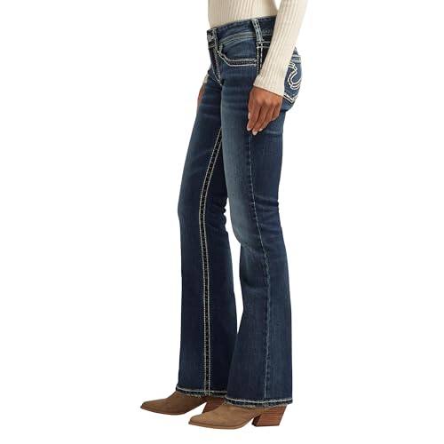 Silver Jeans Co. Women's Suki Mid Rise Curvy Fit Bootcut Jeans, Indigo, 29W x 30L