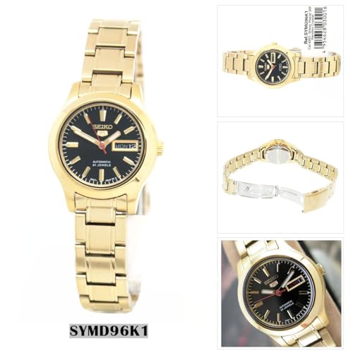 Seiko Women's SYMD96 5 Automatic Black Dial Gold-Tone Stainless Steel Watch