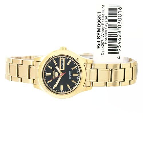 Seiko Women's SYMD96 5 Automatic Black Dial Gold-Tone Stainless Steel Watch