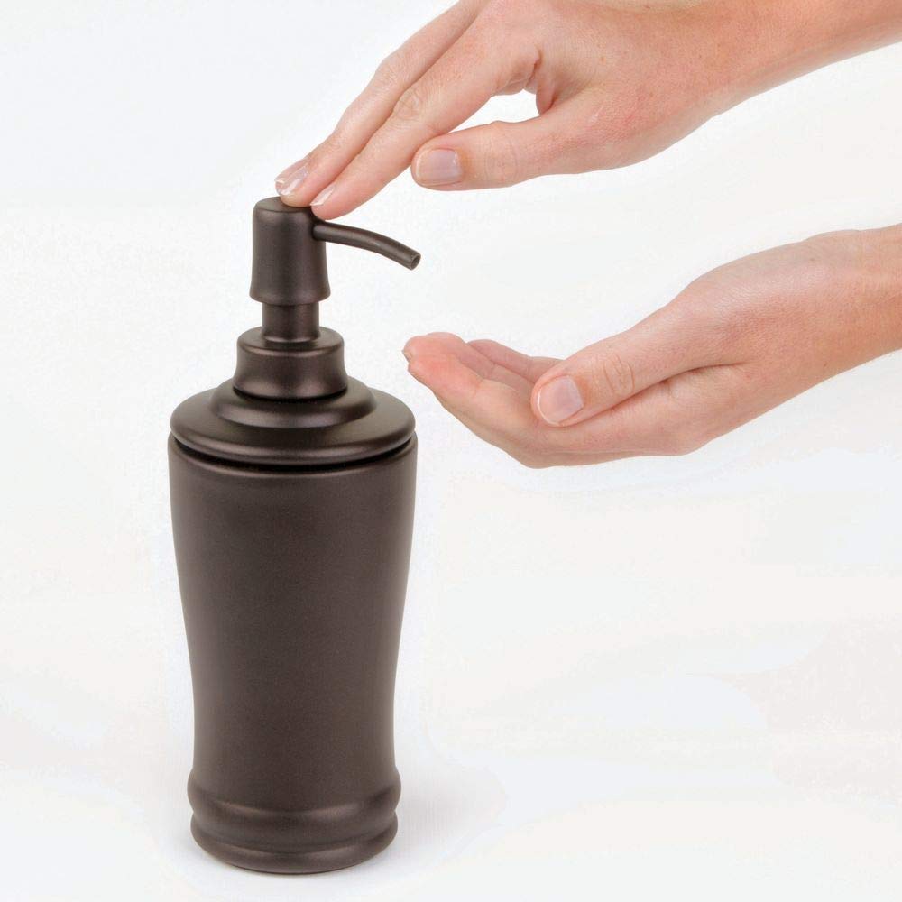 iDesign Metal Tall Liquid Soap Dispenser Pump, The Olivia Collection – 8 Oz., Bronze