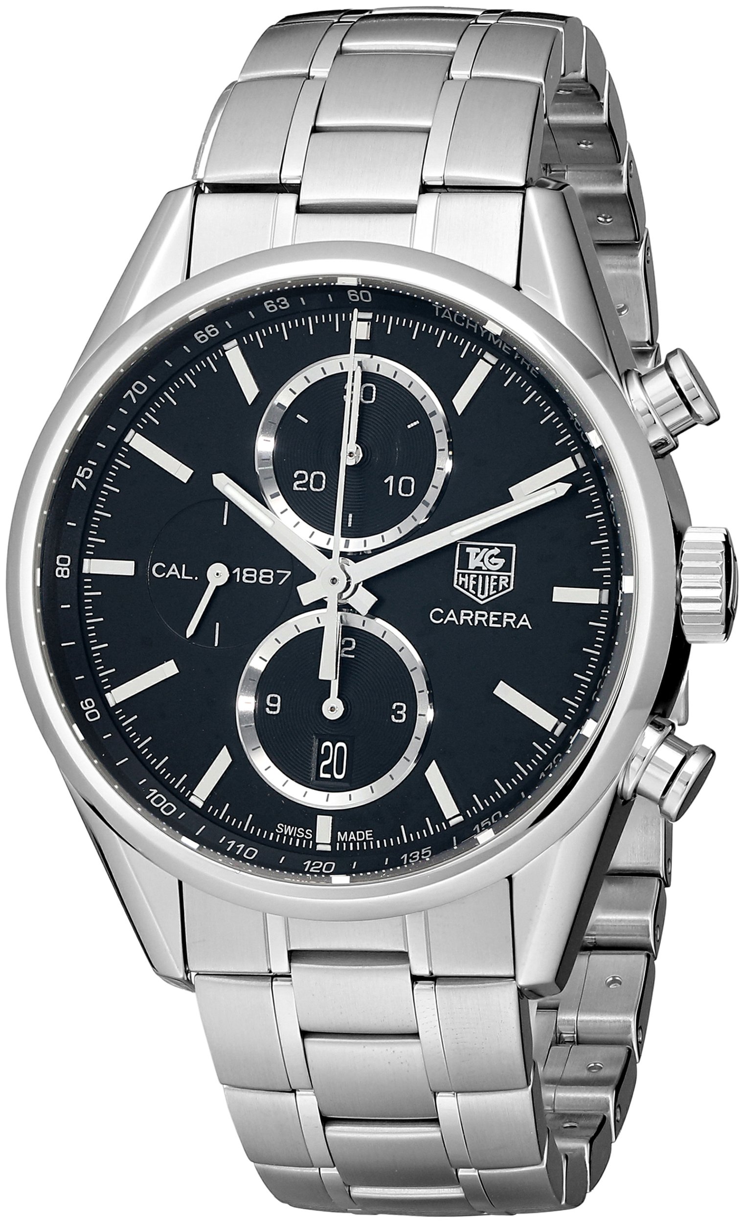TAG Heuer Men's CAR2110.BA0720 Carrera Black Dial Chronograph Steel Watch
