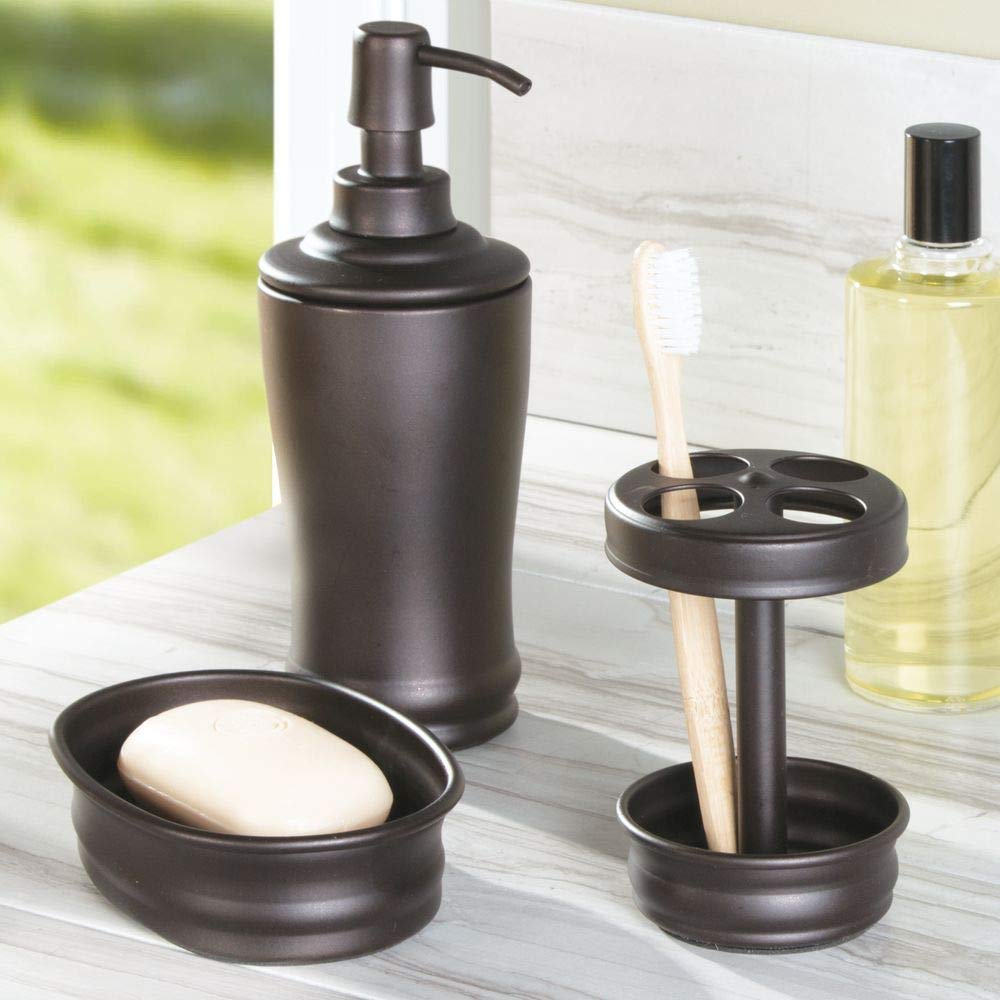 iDesign Metal Tall Liquid Soap Dispenser Pump, The Olivia Collection – 8 Oz., Bronze