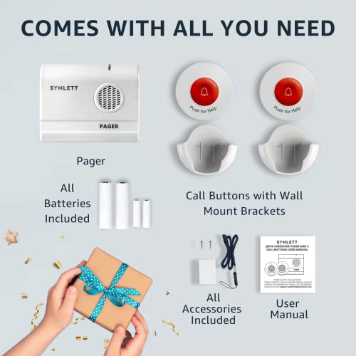 Caregiver Pager Wireless Call Buttons for Elderly Monitoring SOS Alert System Portable Alarm for Nurse Call Seniors Patients Emergency Home
