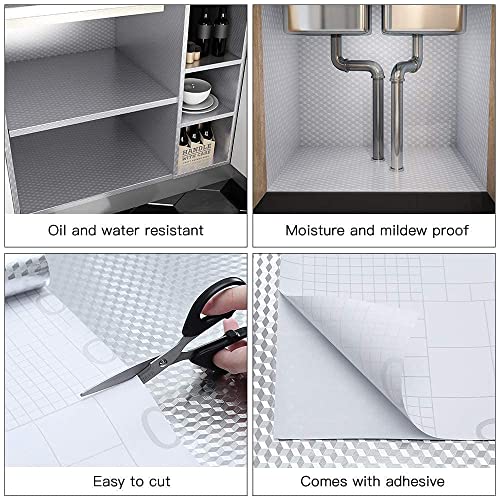 Kitchen Backsplash Stickers Wallpaper, Kitchen Sticker Self Adhesive Kitchen Foil Stickers Oil and Water Resistant Cooktop Sticker for Cabinet Countertops and Drawer Liner Shelves . 15.7x118 Inchs…