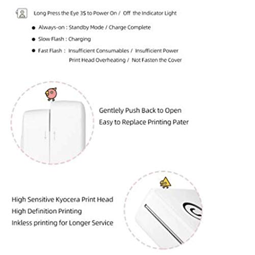 XXXDXDP Receipt Printer, Mini Blue-Tooth Thermal Photo Printer Pocket Note Receipt Printer (Color : D)