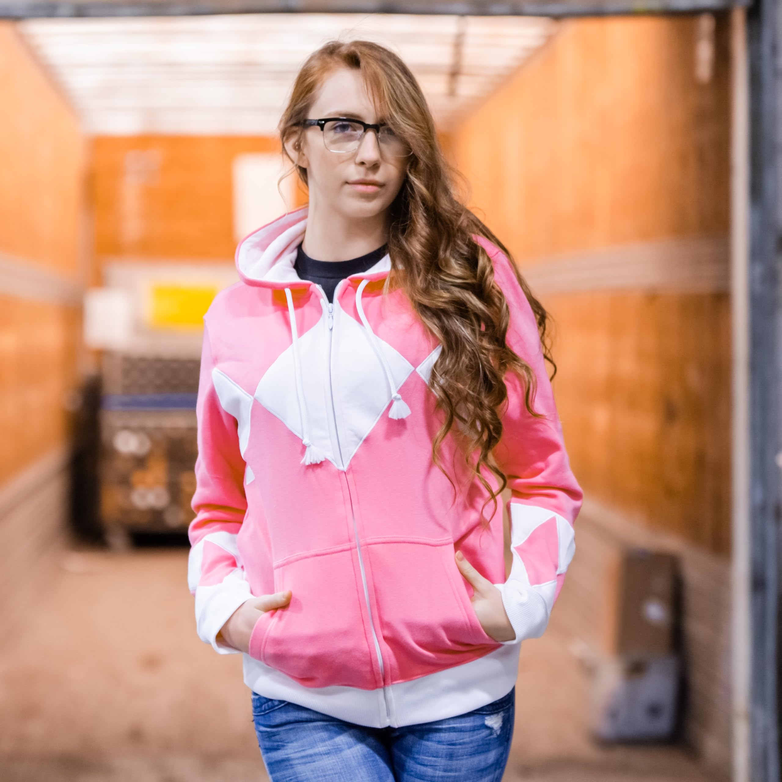 Power Rangers Pink Hooded Costume Sweatshirt (Adult Medium)