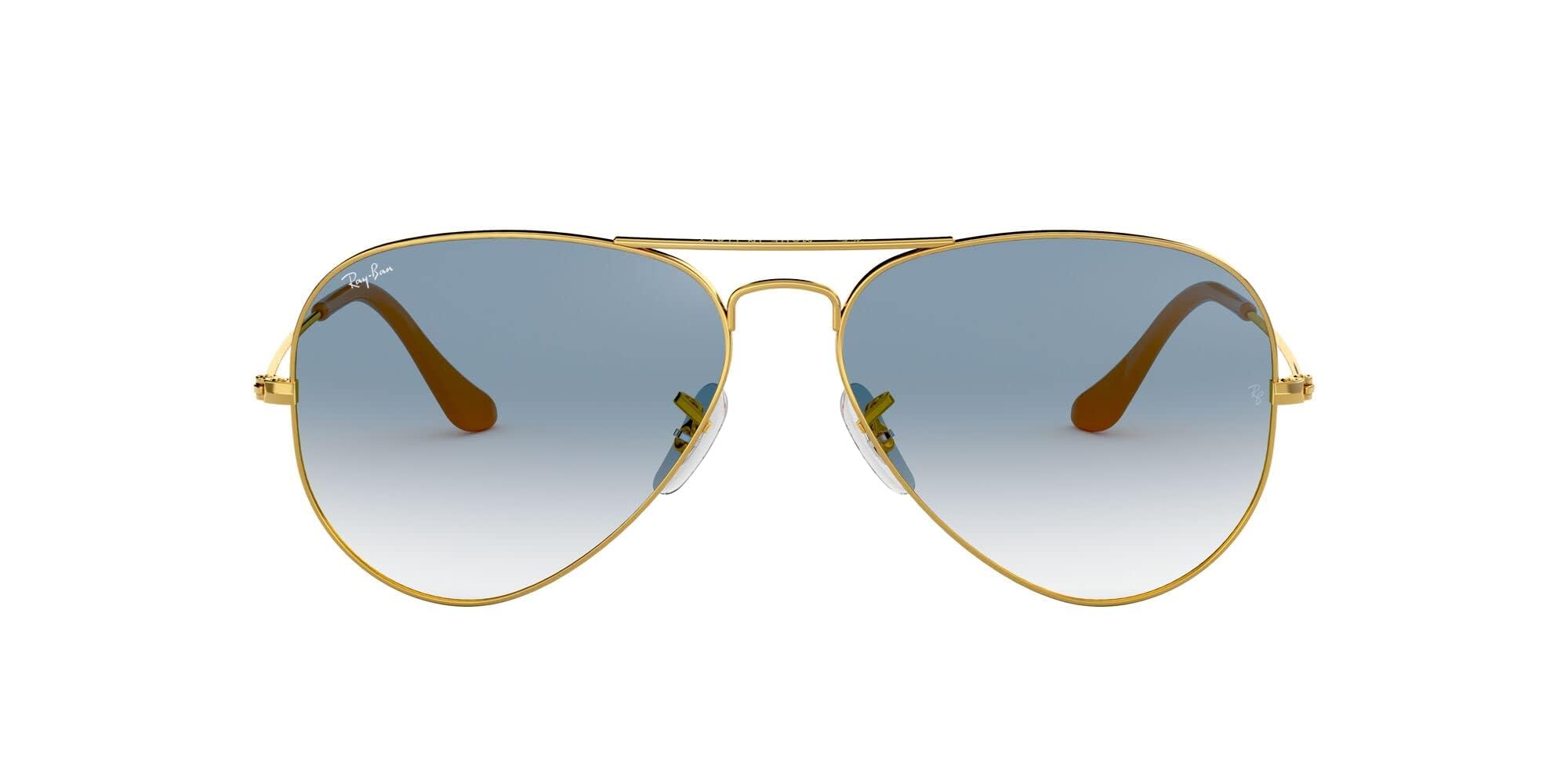 Ray-Ban RB3025 Classic Aviator Sunglasses, Gold/Clear Gradient Blue, 58 mm