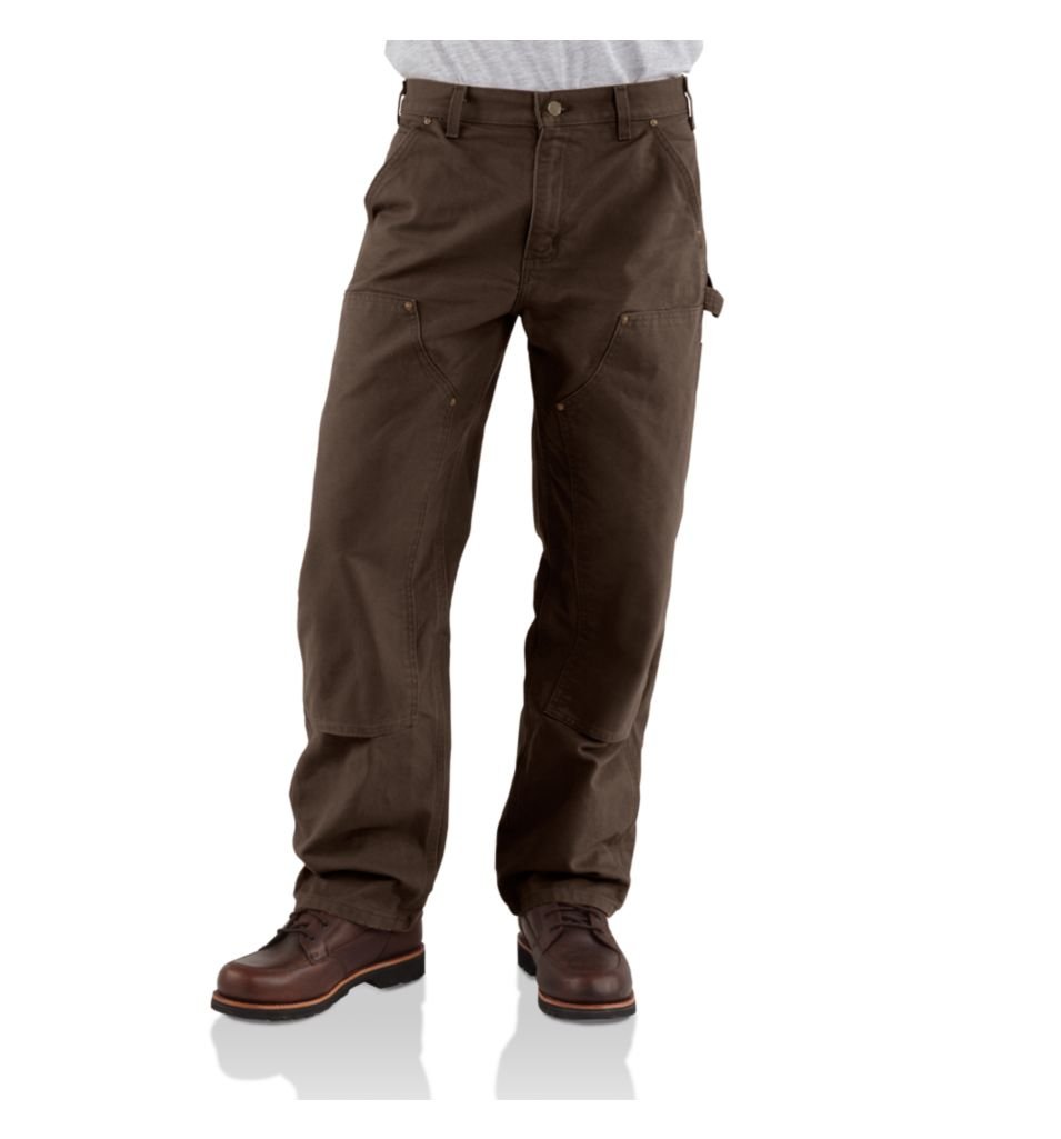 Carhartt Men's Loose Fit Washed Duck Double-Front Utility Work Pant, Dark Brown, 38W x 32L