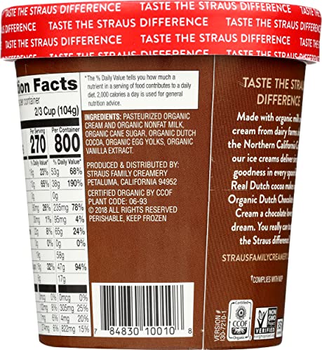 Straus Family Creamery, Organic Dutch Chocolate Ice Cream, 1 16 oz (Frozen)