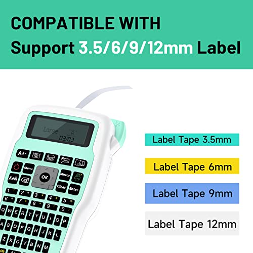 Label KINGDOM Handheld Label Maker Machine with Tape,Portable Label Printer E1000 Labeler for Labeling with AC Adapter,Easy QWERTY Keyboard,for Home,School,Office,Industrial Organization Green