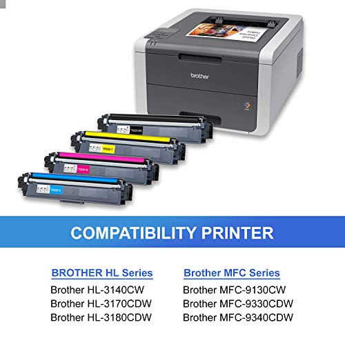 Arthur Imaging Compatible Toner Cartridge Replacement for Brother TN221 TN225 (2 Black, 1 Cyan, 1 Yellow, 1 Magenta, 5-Pack)