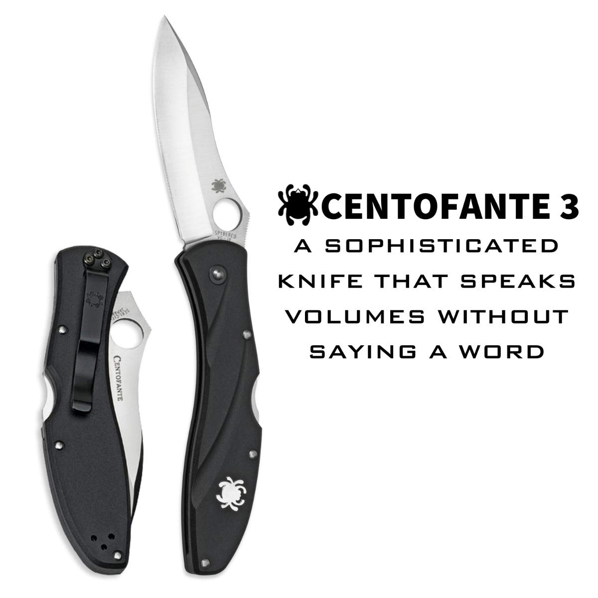 Spyderco CENTOFANTE 3 Prestige Folding Utility Pocket Knife with 3.14" VG-10 Stainless Steel Hollow Ground Blade and Lightweight FRN Handle - PlainEdge - C66PBK3