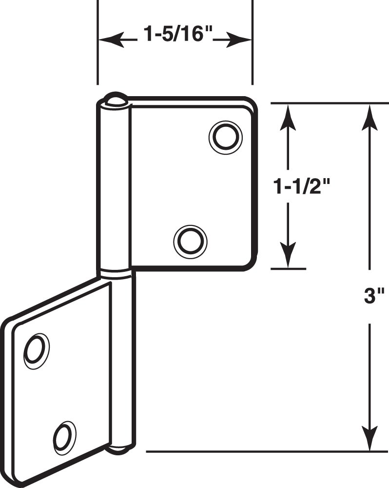 Prime-Line N 7025 Bi-Fold Door Hinges, Non-Mortise Style, Brass Plated (1 Pair)
