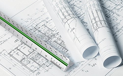 Arteza Architect Scale Ruler, Imperial, 12-Inch Color-Coded Professional-Grade Aluminum Triangular Drafting Ruler for Architect & Civil Engineer Blueprints