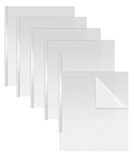 Sliding Bar Clear Report Covers, 50 Per Box, White Slider Bars, Durable 5 mil Poly Thickness, Letter Size, by Better Office Products, Transparent Report Covers with White Slider Bars, Box of 50