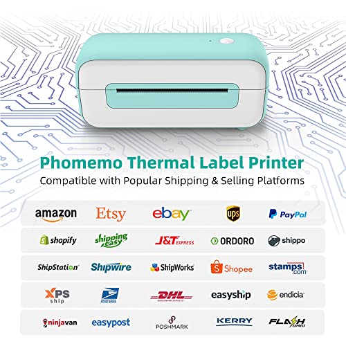 Label Printer with Thermal Shipping Blue Label - 4" x 6", 500 Sheets