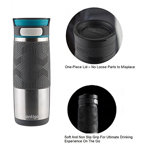 Contigo Autoseal Transit Stainless Steel Travel Mug, 16 Oz, Stainless Steel with Blue