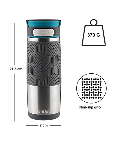 Contigo Autoseal Transit Stainless Steel Travel Mug, 16 Oz, Stainless Steel with Blue