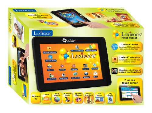 Lexibook First Android Child Educational Tablet, General Knowledge Games, Included Library, USB, TF Card & Aux-In Connection - MFC150GB, Black