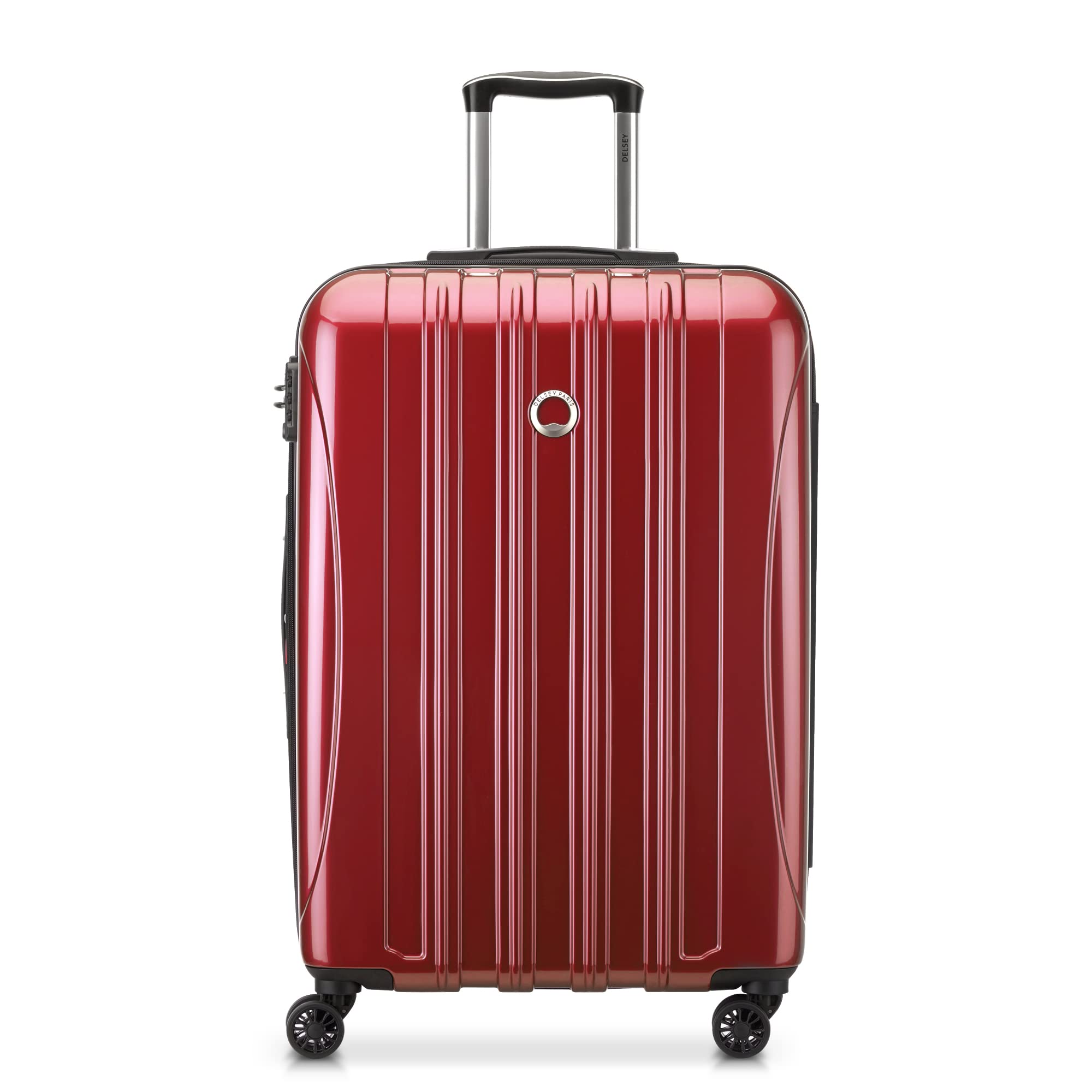 DELSEY PARIS Helium Aero Hardside Expandable Luggage with Spinner Wheels, Brick Red, Checked-Medium 25 Inch