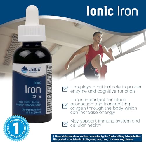 Trace Minerals Ionic Iron 22 mg - Dietary Supplement to Support Immune System Health & Energy - Liquid Ionic Trace Mineral Supplement with Ferrous Sulfate - 1.9 fl oz (About 46 Servings)