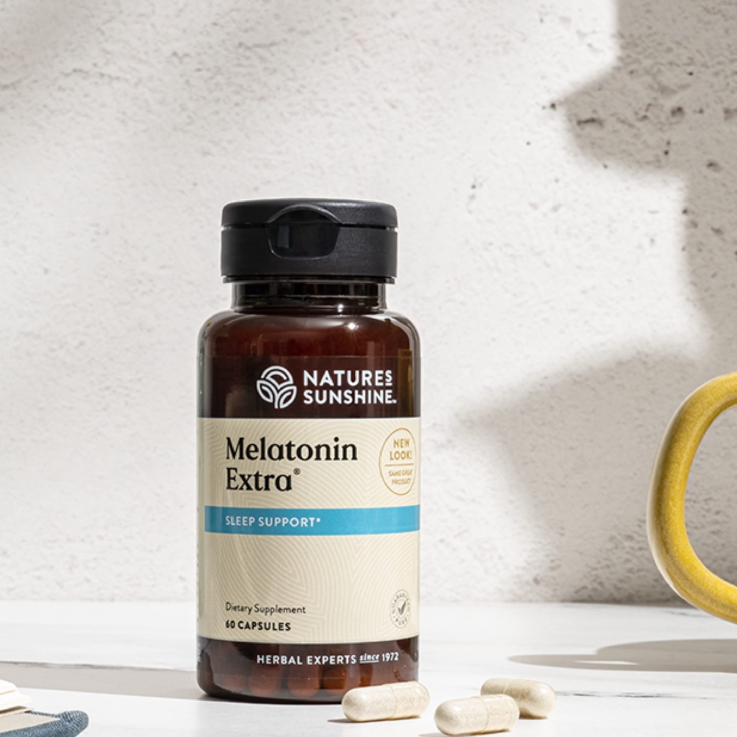 Nature's Sunshine Melatonin Extra 3mg, 60 Capsules | Melatonin Capsules to Encourage Restful Sleep and Help Fight Jet Lag by Promoting the Body's Natural Sleep Rhythm