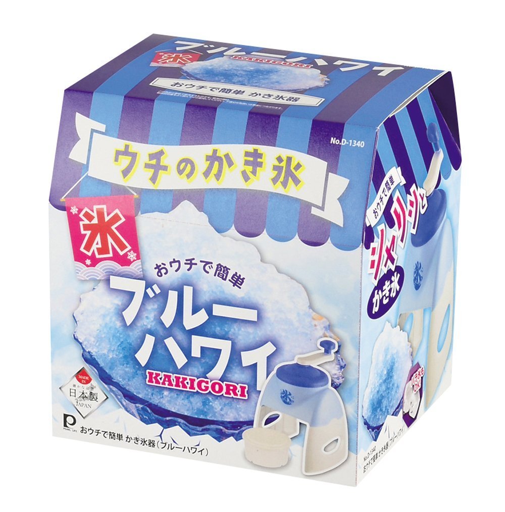 JapanBargain 1920, Japanese Slushy Machine Snow Cone Maker Shaved Ice Machine Hand Crank Non-Electric Made in Japan, Blue