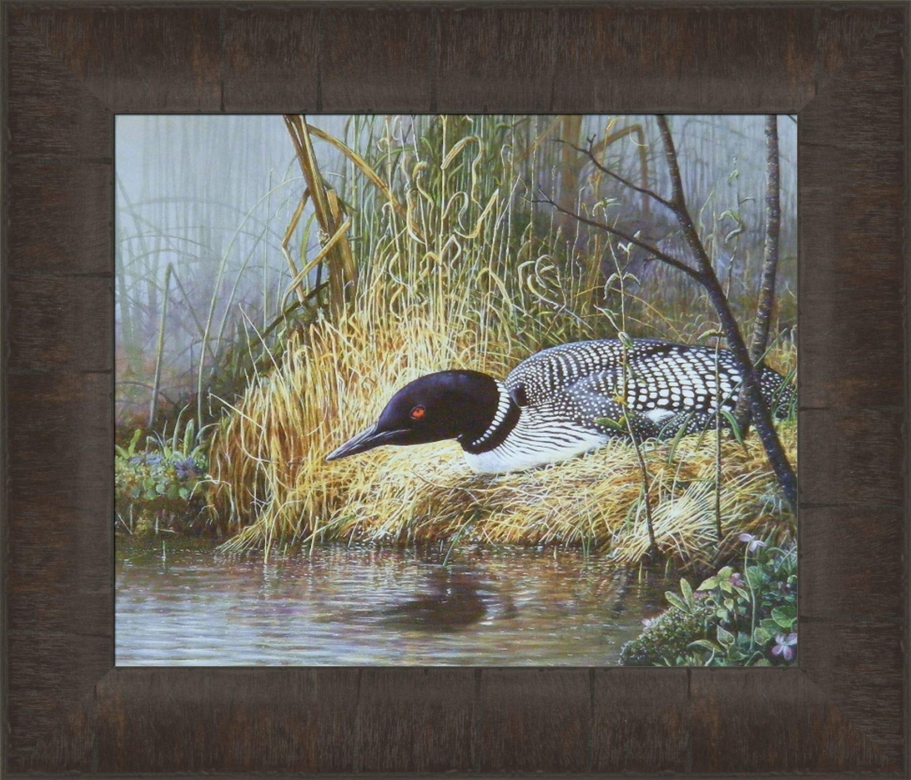 Home Cabin Décor Guard Duty by Scott Zoellick 12x14 Loon Wildlife Framed Art Print Picture