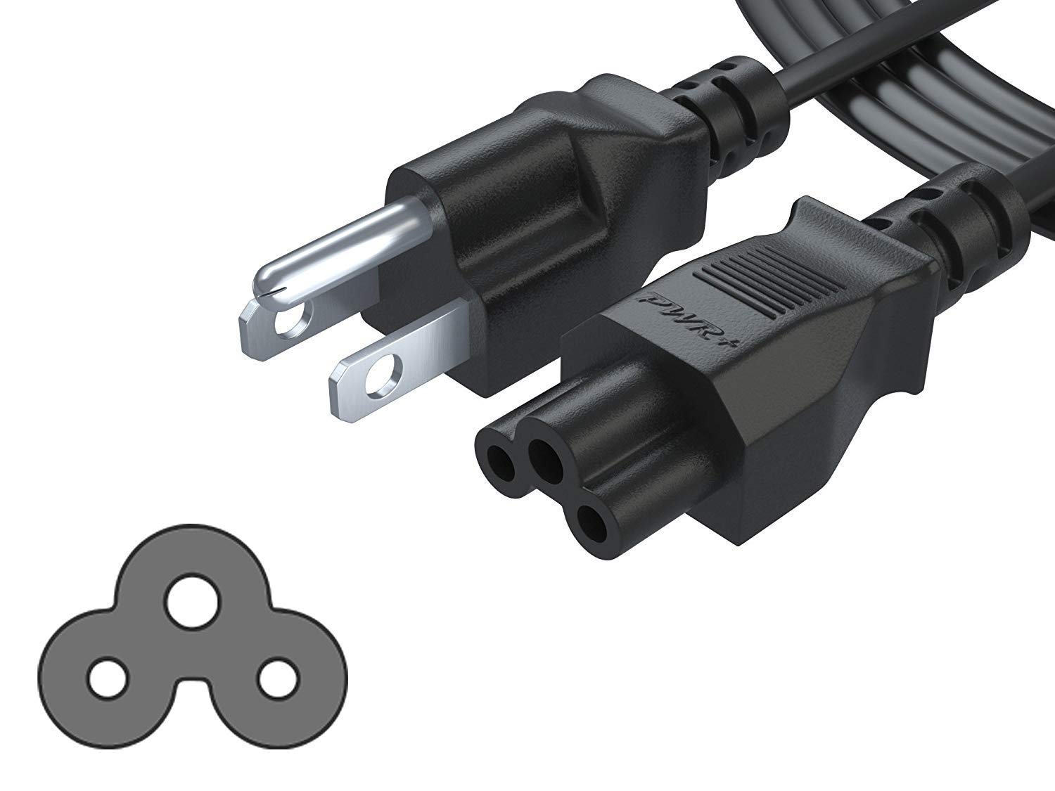 PWR+ 6 Ft Power Cord for Segway Ninebot MAX Electric Kick Scooter Charger Adapter Cable Repacement 3 Prong Mickey Mouse IEC320 C5 to NEMA 5-15P (UL Safety Certified)