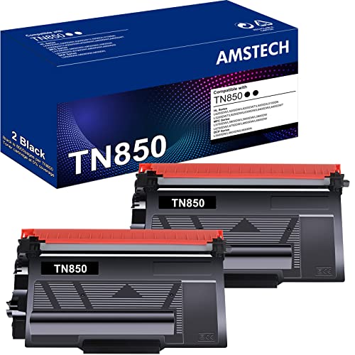 Amstech TN850 TN 850 TN-850 High Yield Toner Cartridge 2 Pack Compatible Replacement for Brother TN850 TN820 HL-L6200DW MFC-L5850DW MFC-L5700DW L5900DW HL-L5200DW MFC-L5900DW MFC-L6800DW Printer Black