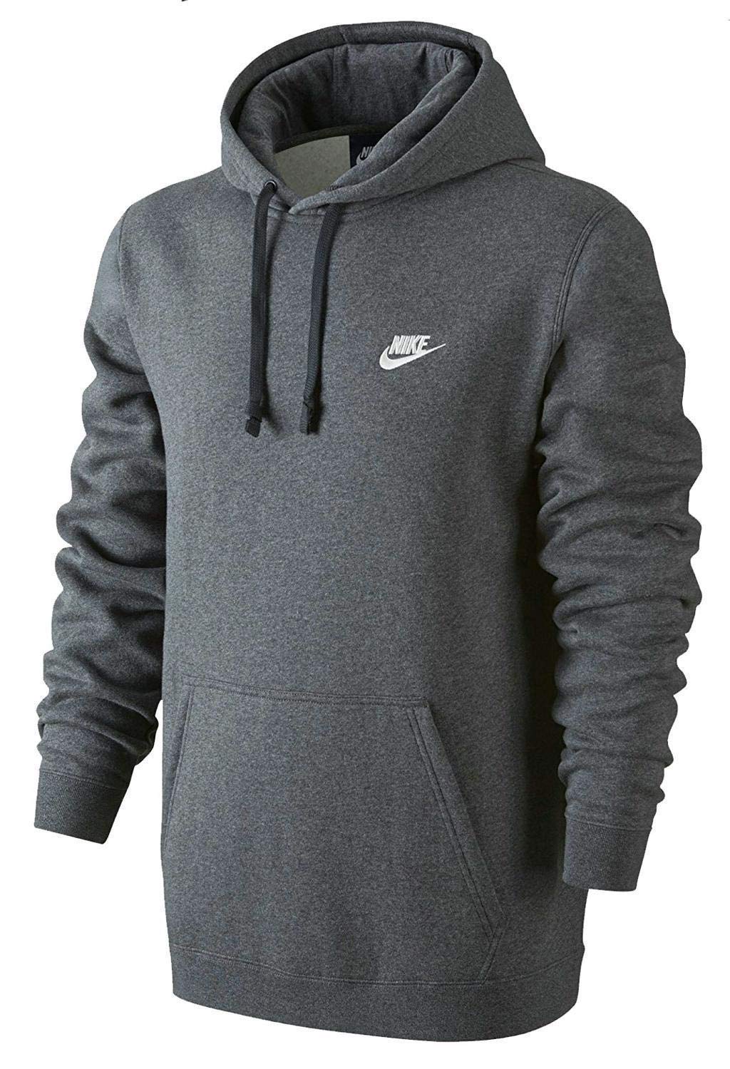 Nike Men's Sportswear Club Pullover Hoodie, Charcoal Heather/Charcoal Heather/White, Medium