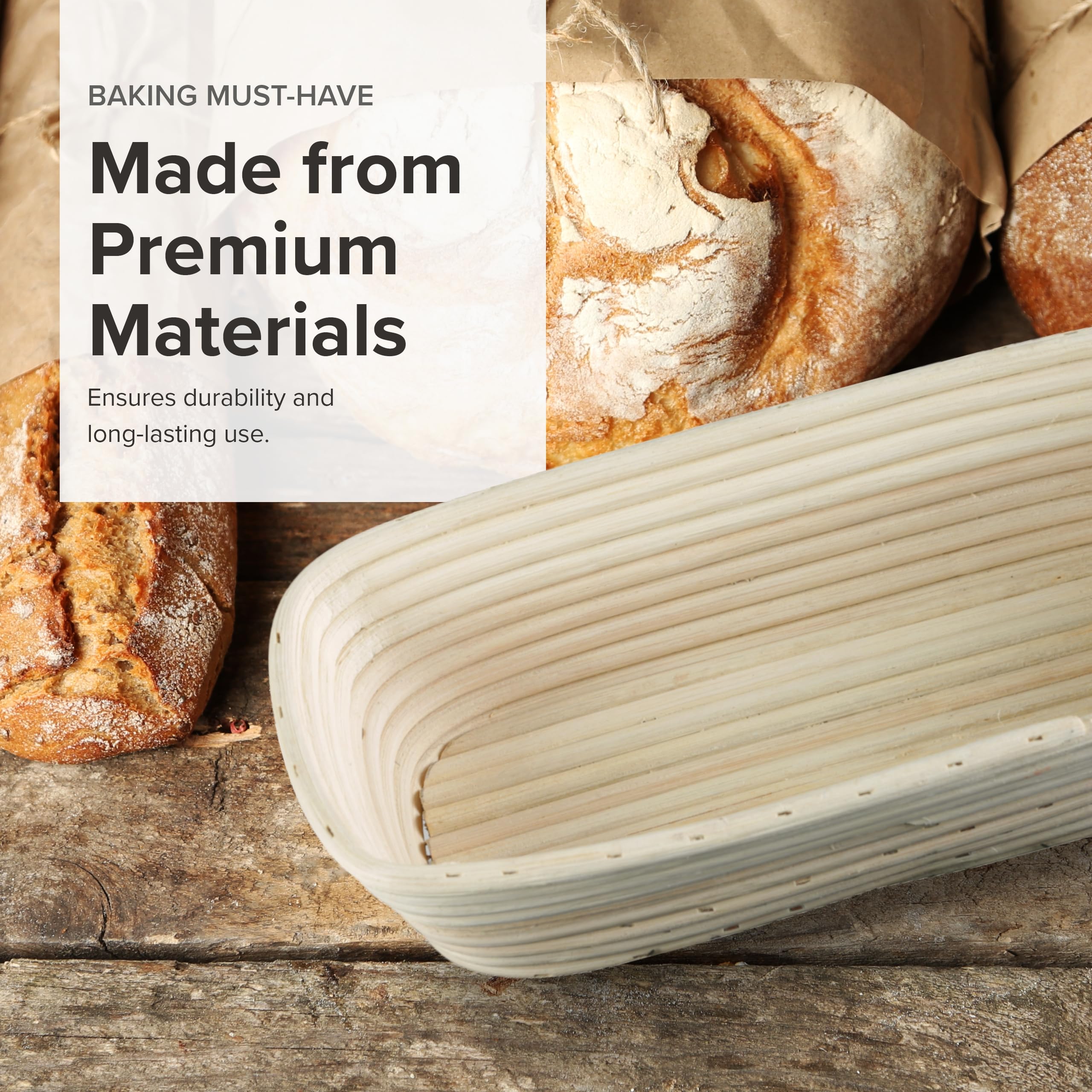 Frieling Proofing Basket, Brotform Bread Rising Banneton and Serving Basket, Rectangle, 12-Inch by 5.5-Inch