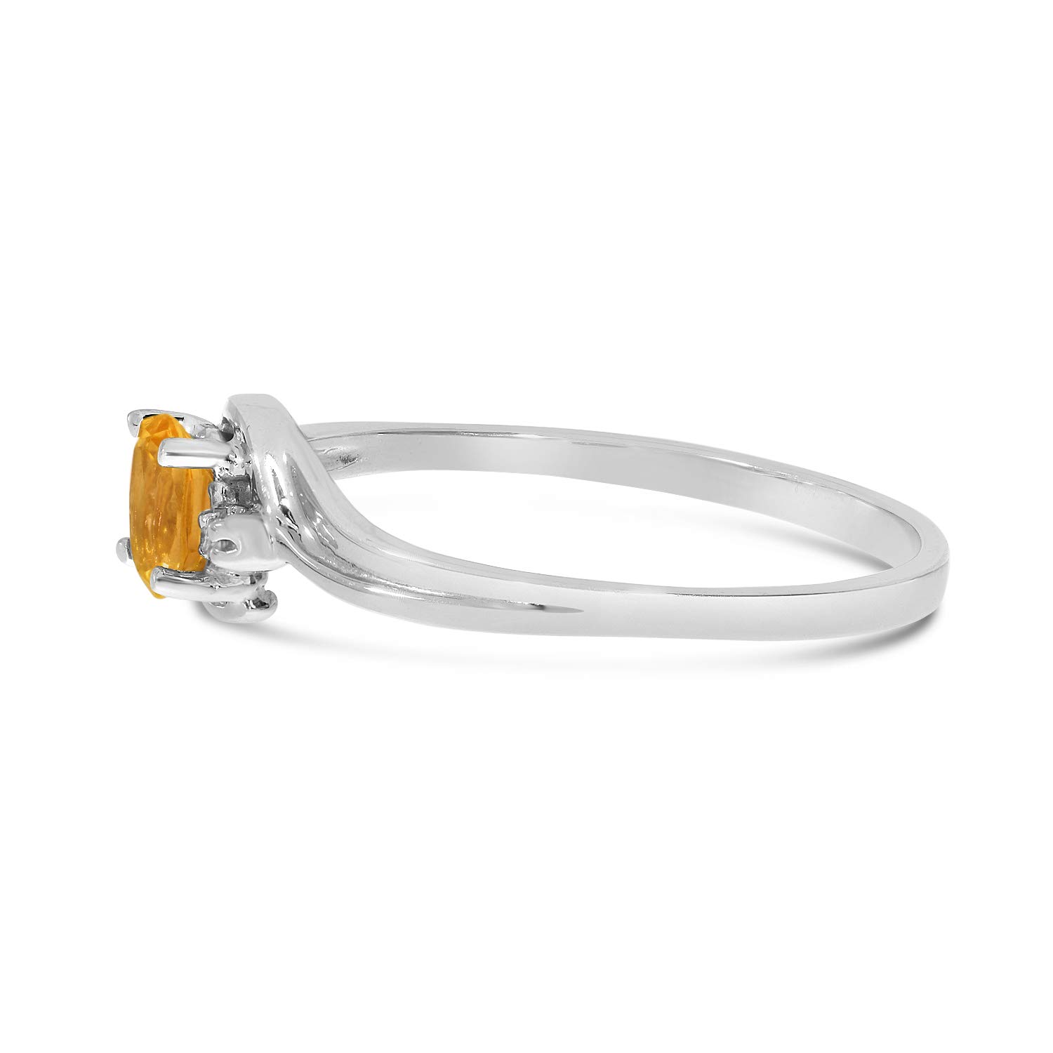 14k White Gold Oval Citrine And Diamond Ring (Size 7)