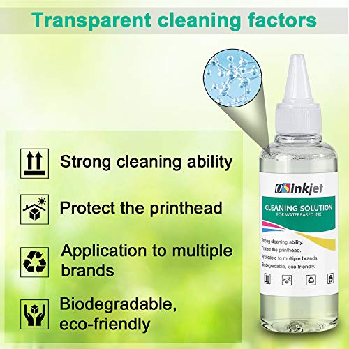 Osinkjet 100ml Printhead Cleaning Kit for Epson HP Brother Canon WF-7710 WF-3640 WF-7620 8600 8610 8620 WF-2750 WF-2650 ET-2750 ET-2650 C88 Liquid Printers Nozzle