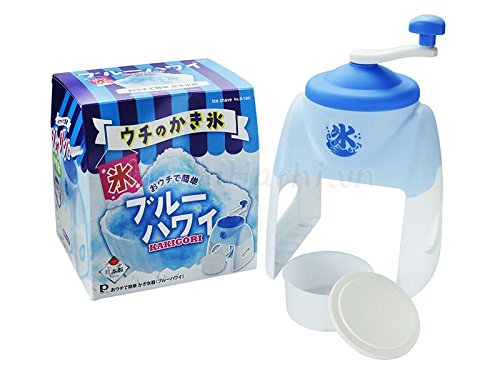 JapanBargain 1920, Japanese Slushy Machine Snow Cone Maker Shaved Ice Machine Hand Crank Non-Electric Made in Japan, Blue