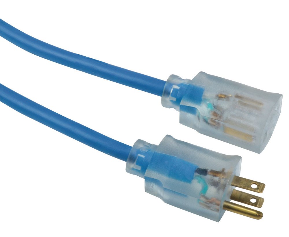Southwire Coldflex Medium Duty Extension Cord, 100Ft, 14 Gauge, 3 Conductor, Cold Weather Cord, Blue, 2469SW8806
