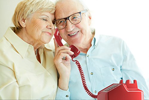 Home Intuition Classic Corded Phone for Hearing Impaired Telephone for Seniors with Extra Loud Ringer, Red