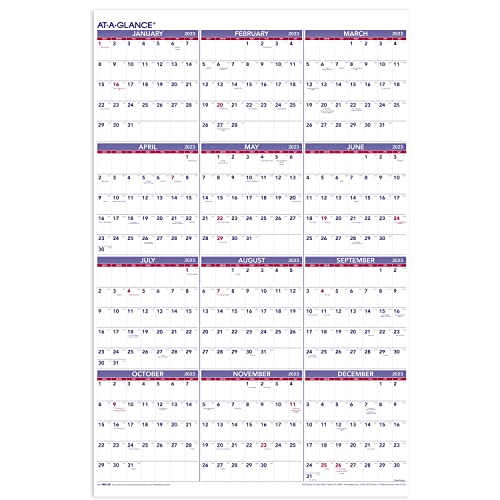 AT-A-GLANCE 2023 Wall Calendar Monthly Planner, 12 Month, Paper, 24" x 36", Extra Large (PM1228)