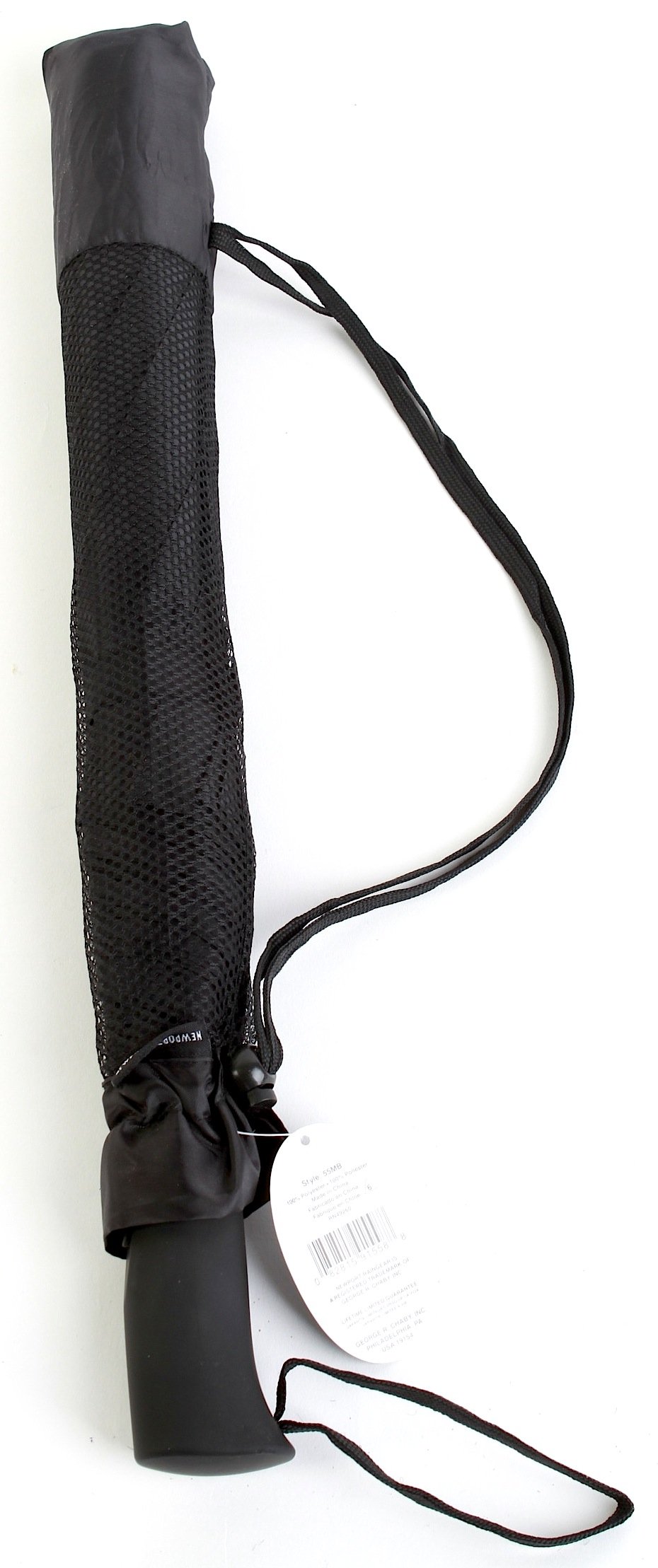 Weather Station 56 Inch Golf Umbrella, Automatic Compact, Lightweight, and Wind Resistant Two Person Folding Umbrella for Travel and Rain, Mesh Carry Bag, Black