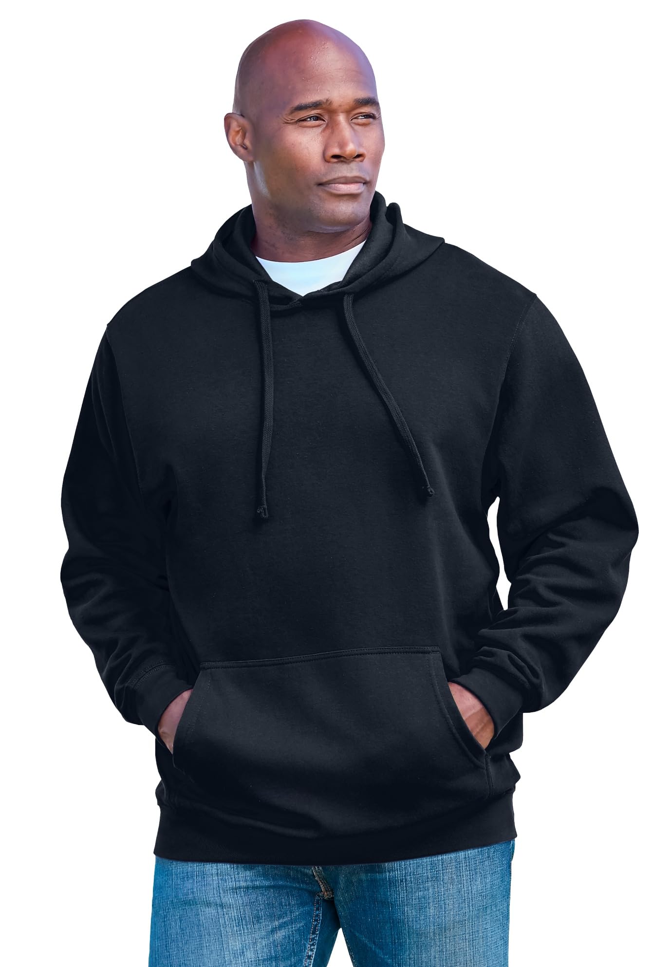 KingSize Men's Big & Tall Fleece Pullover Hoodie - 2XL, Black