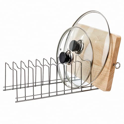 SANNO Pot Lid Organizer Pot Lid Rack Holder Drawer Plate Organizer for Bakeware Dish Plate, Cutting Boards, Pots & Pans, Serving Trays, Reusable Containers in Cabinet Pantry