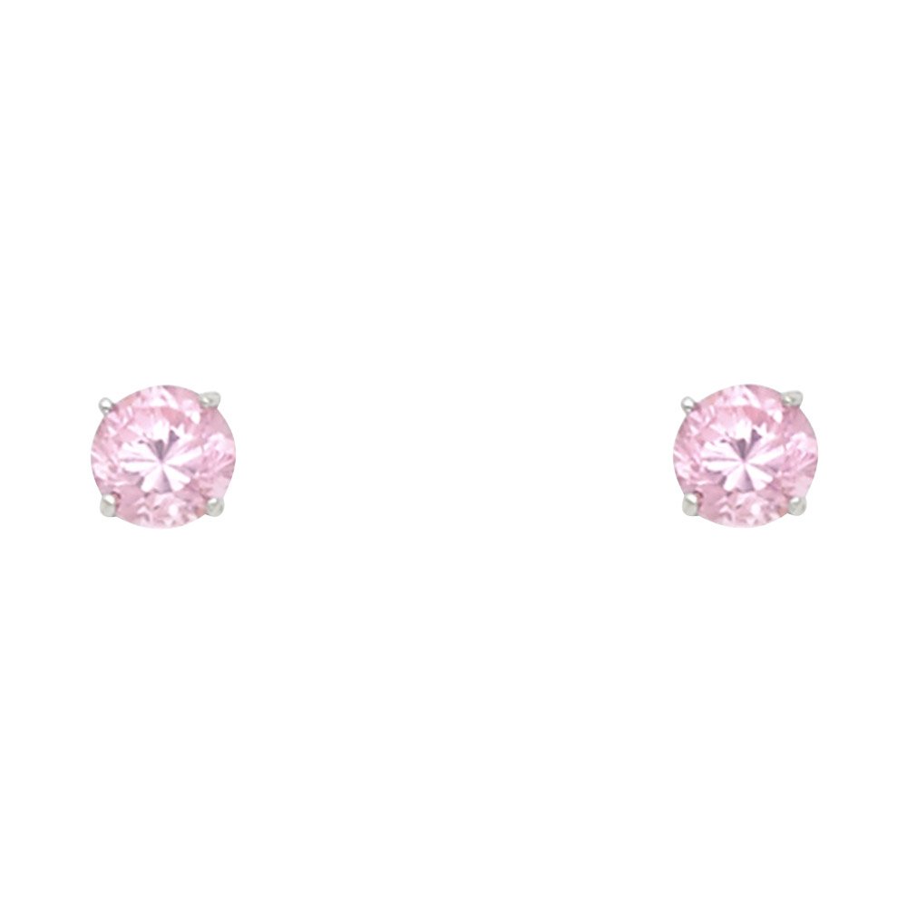 14k REAL White Gold 4mm Round Solitaire Basket Set Stud Earrings with Screw Back