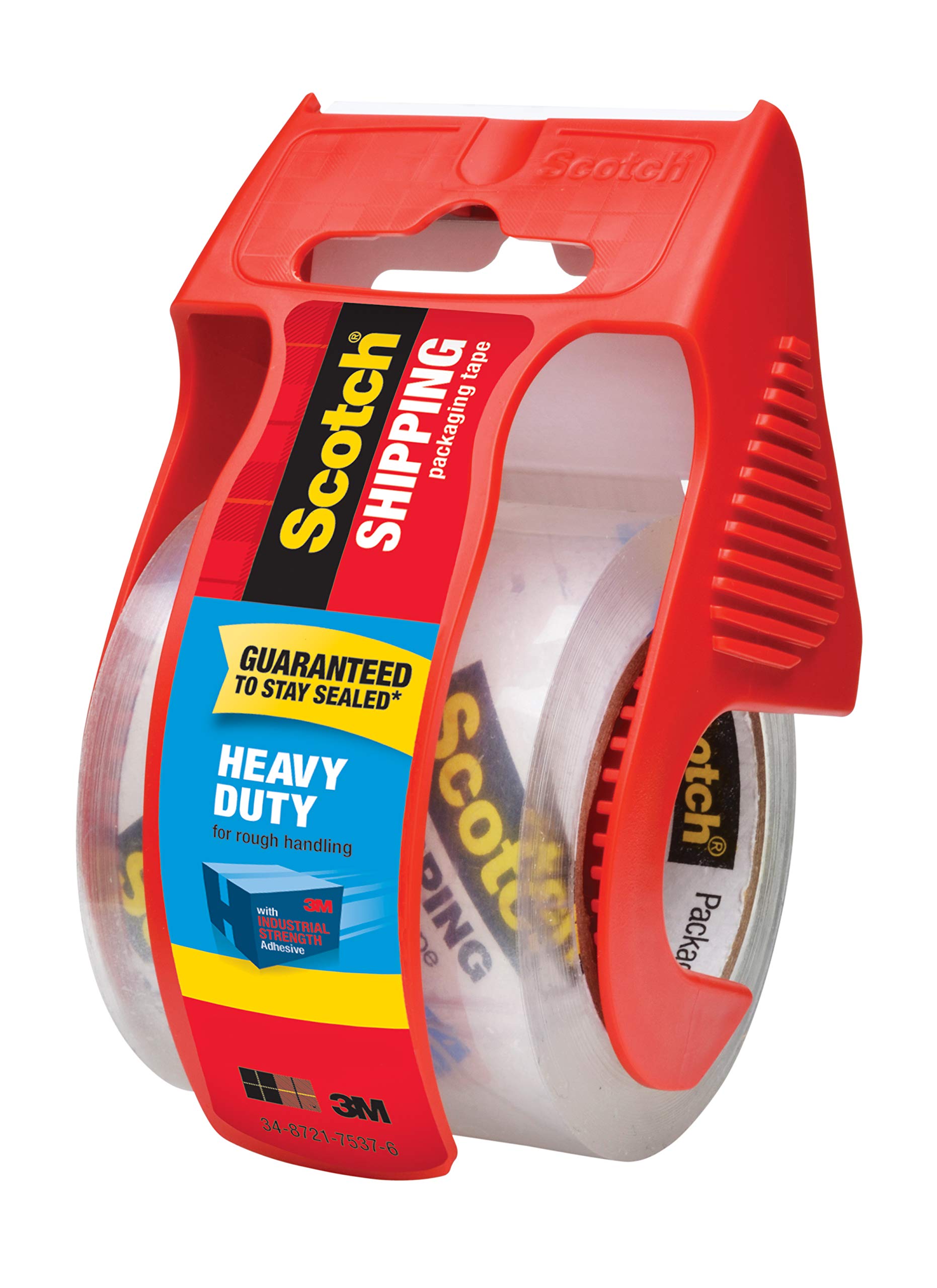 Scotch Brand Heavy Duty Shipping Packaging Tape, 1 Roll with Dispenser, 1.88" x 22.2 Yards, 1.5" Core, Great for Packing, Shipping & Moving, Clear (142)