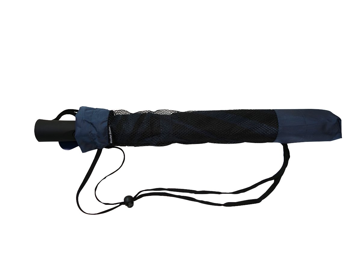 Weather Station 56 Inch Golf Umbrella, Automatic Compact, Lightweight, and Wind Resistant Two Person Folding Umbrella for Travel and Rain, Mesh Carry Bag, Black