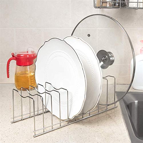 SANNO Pot Lid Organizer Pot Lid Rack Holder Drawer Plate Organizer for Bakeware Dish Plate, Cutting Boards, Pots & Pans, Serving Trays, Reusable Containers in Cabinet Pantry