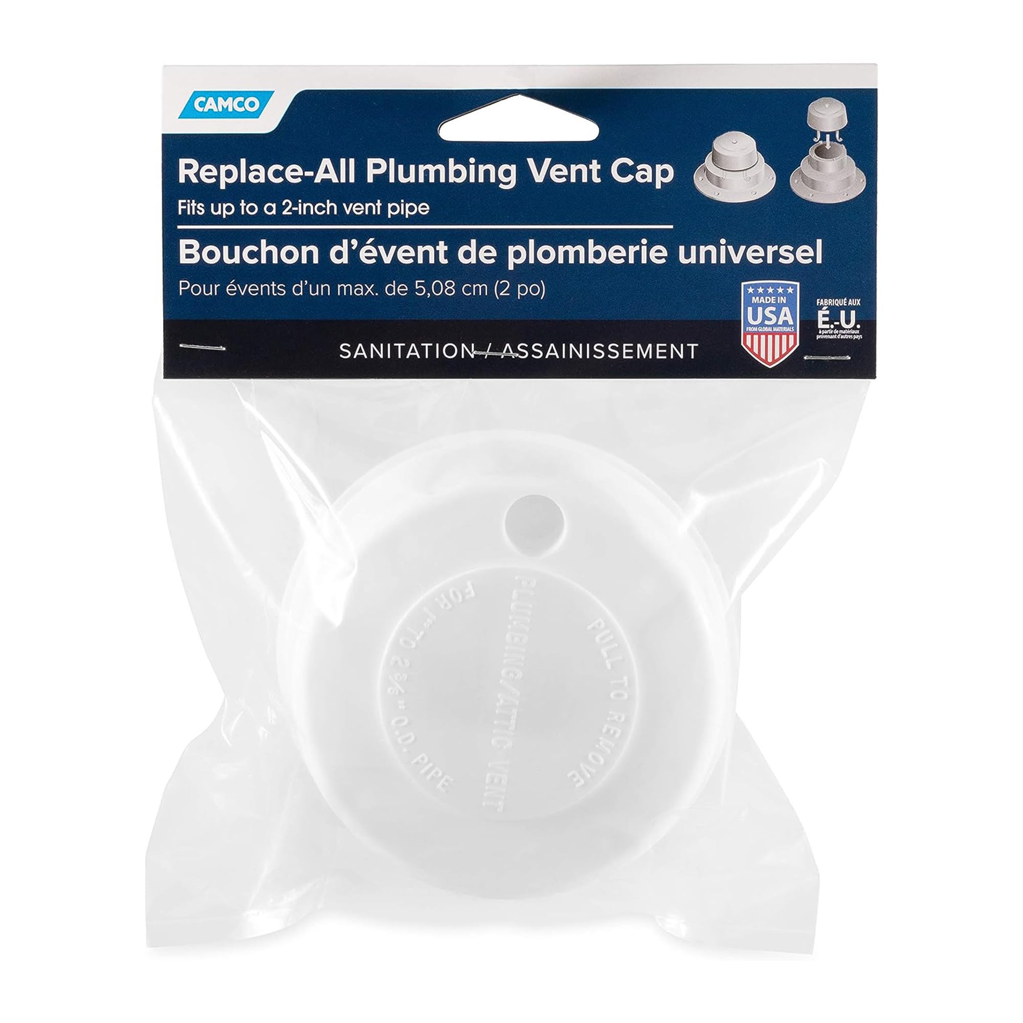 Camco 40034 Replacement Plumbing Vent Cap (Polar White)