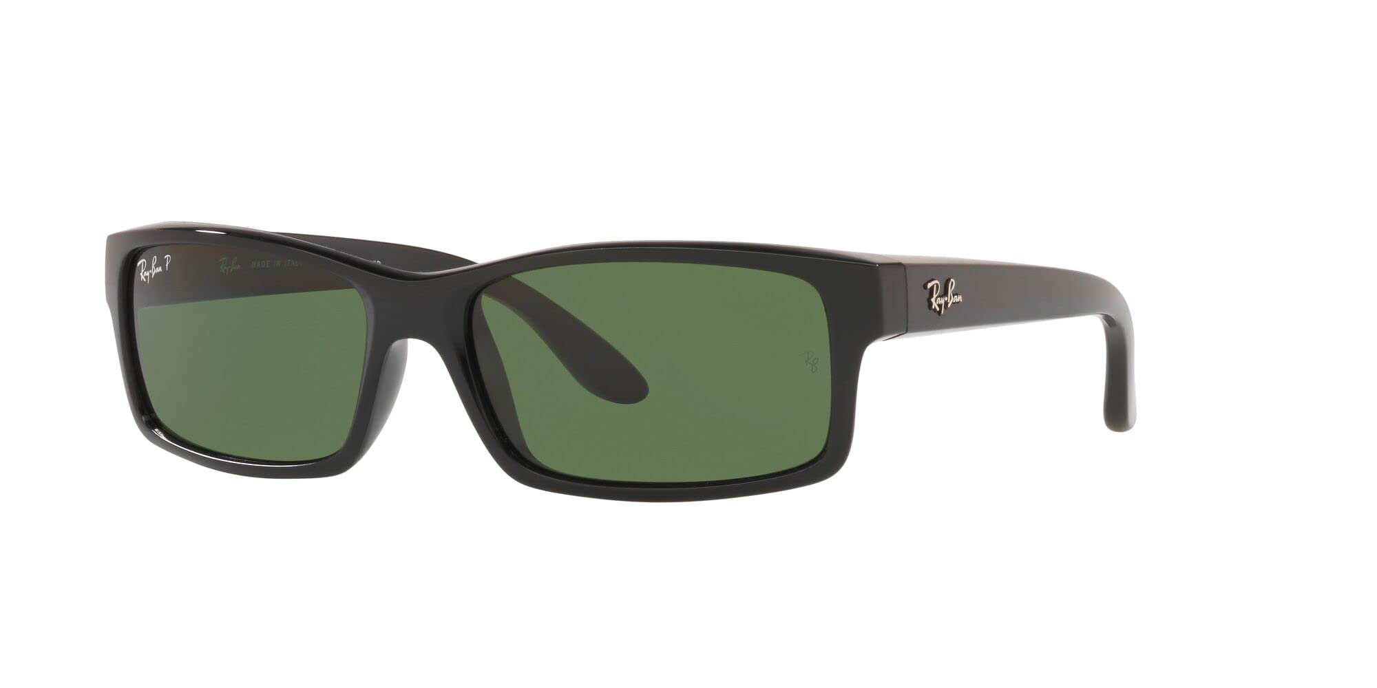 Ray-Ban RB4151 Rectangular Sunglasses, Black/Green, 59 mm