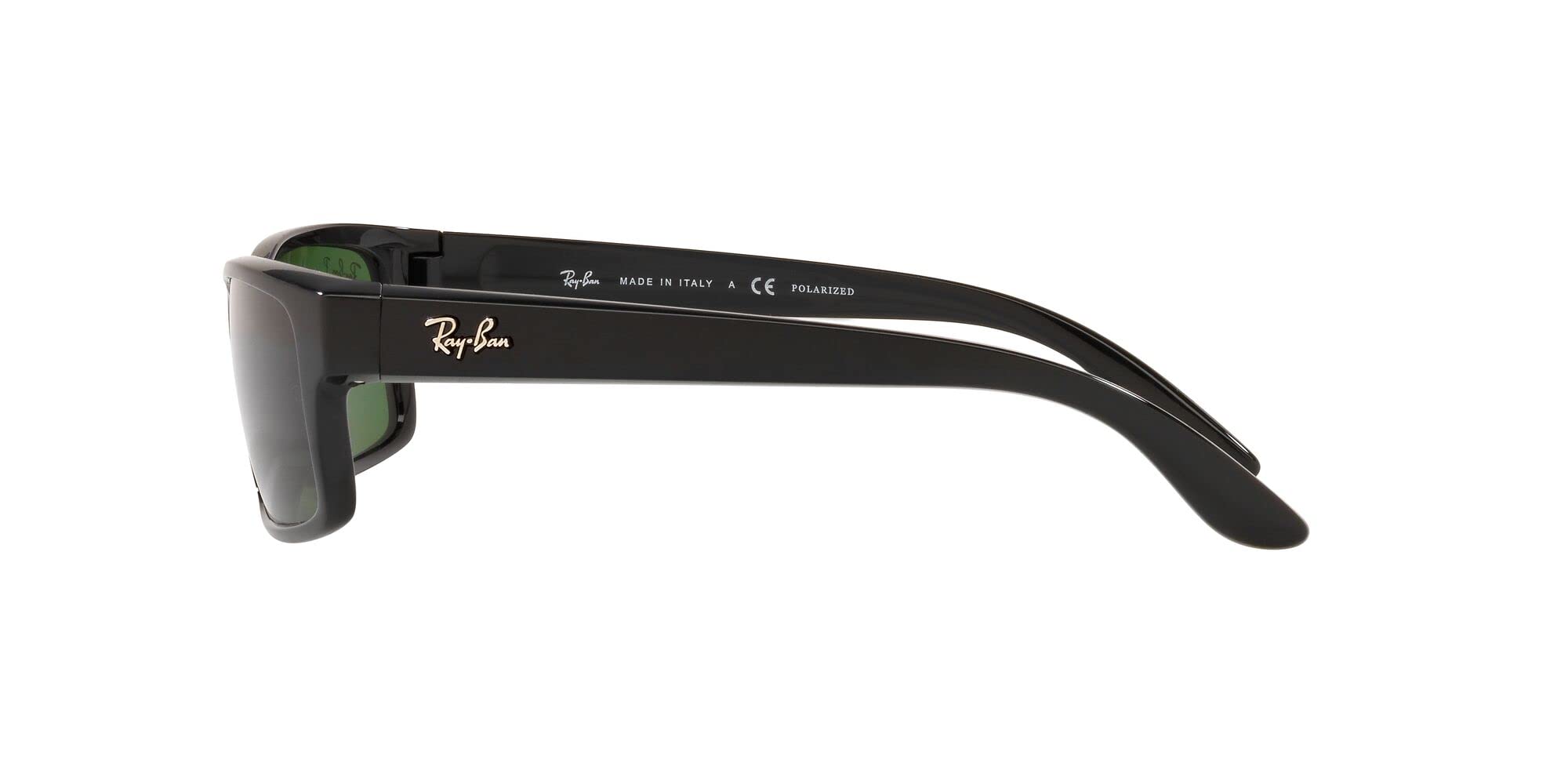 Ray-Ban RB4151 Rectangular Sunglasses, Black/Green, 59 mm