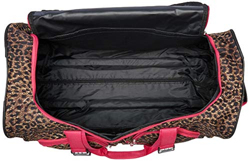 Rockland Rolling Duffel Bag, PINKLEOPARD, 22"