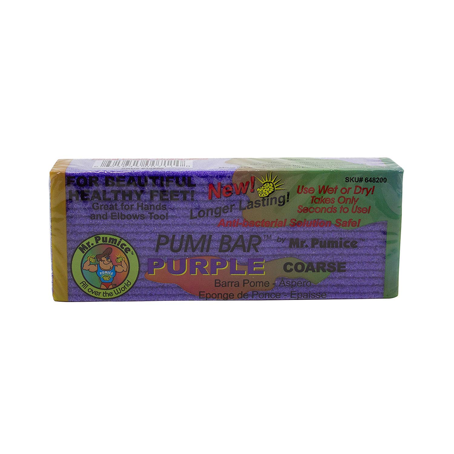 Mr. Pumice Purple PUMI Bar, Extra-Coarse Callus Remover, Pedicure Stone & Ped File Scrubber for Smooth Feet and Heels, 1 Pack